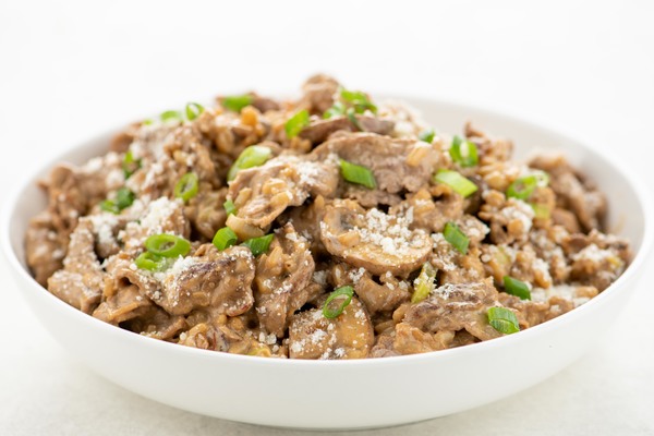 Steak and Mushroom Ancient Grain Risotto with Parmesan and Green Onions ...