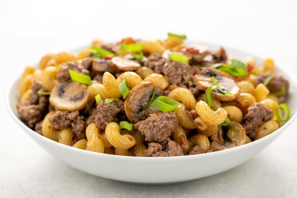 Mushroom and Swiss Beef Cavatappi with Bacon and Green Onions Recipe ...