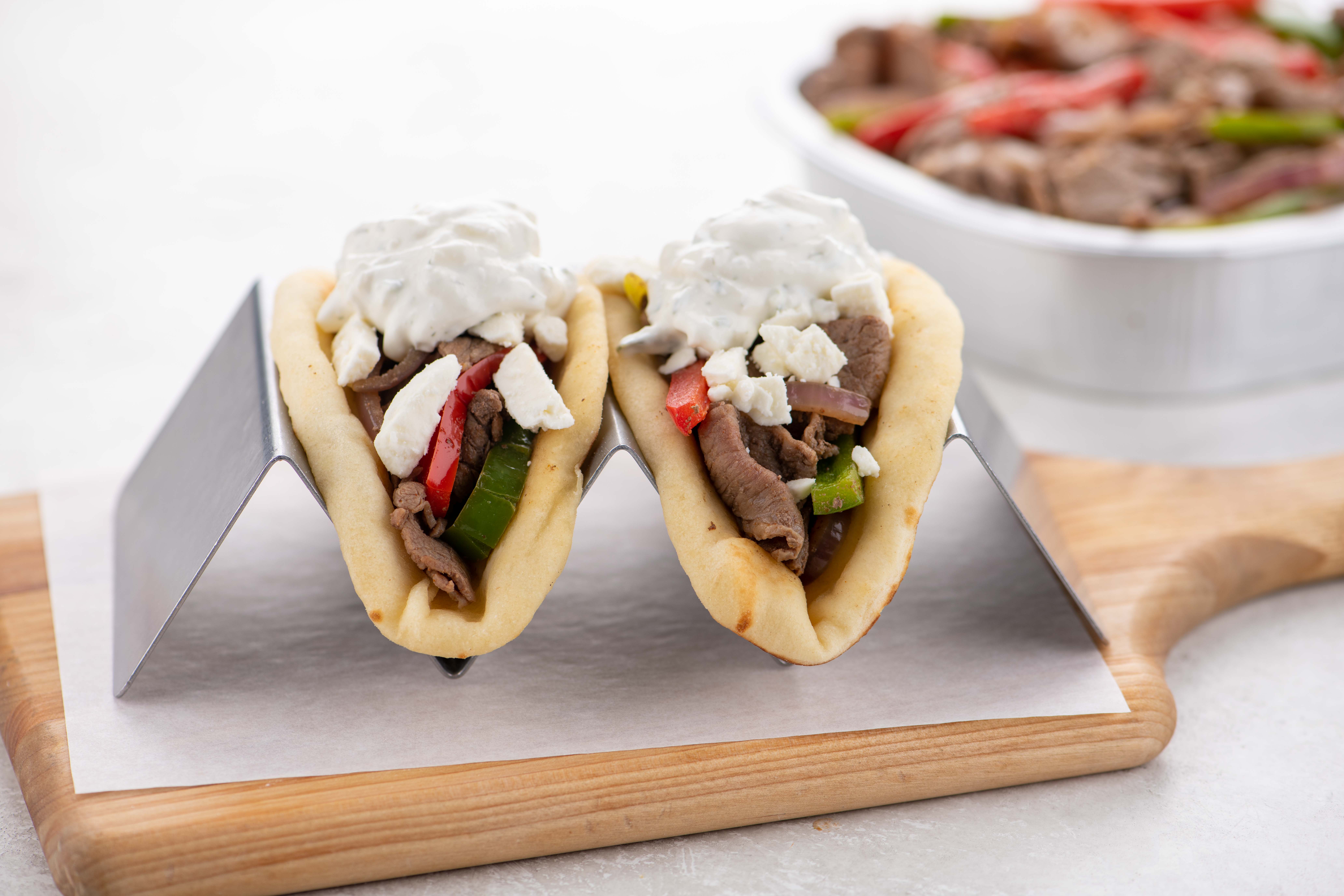 Mediterranean-Style Steak Strip Wraps with Dill Crema Recipe - Home Chef