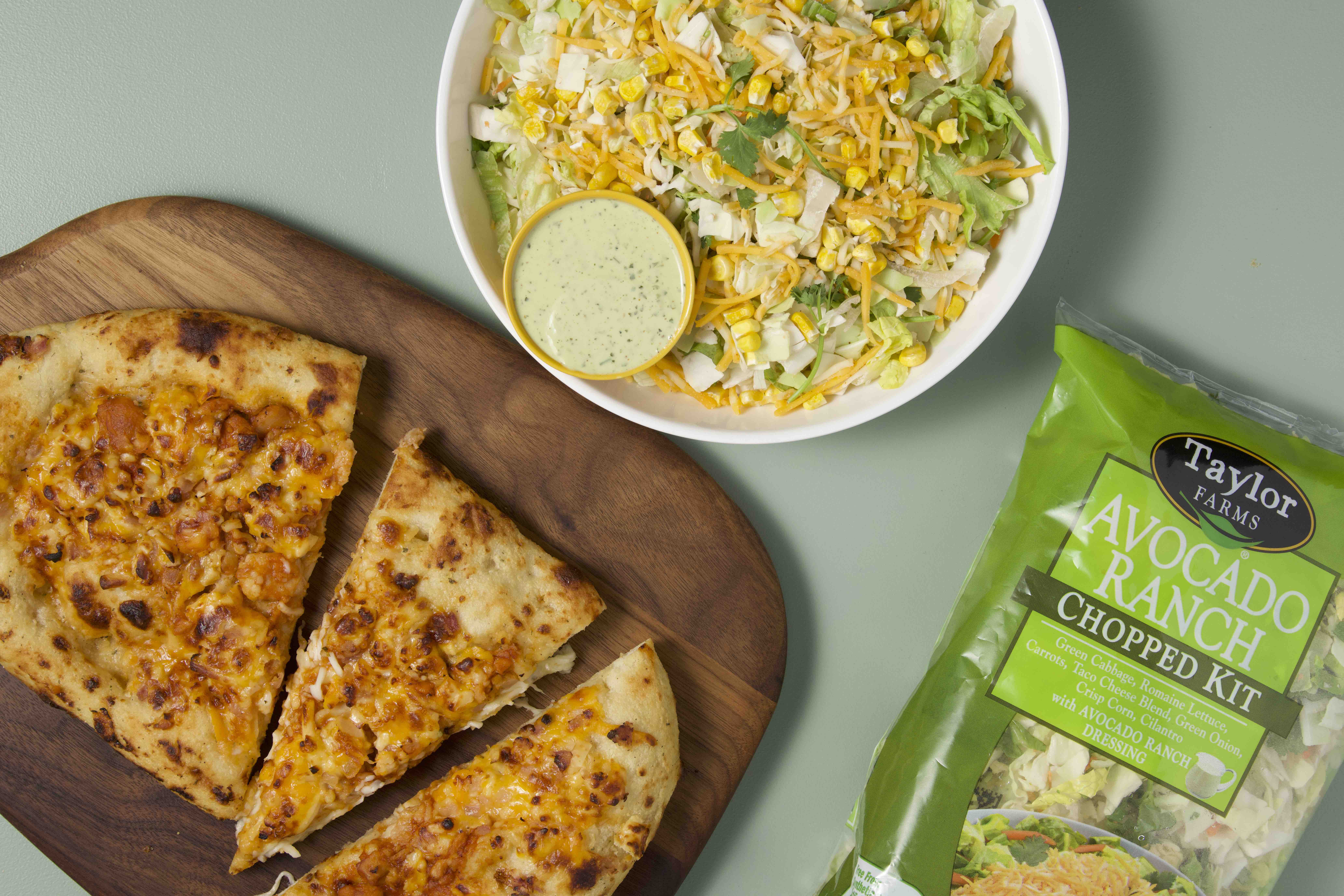 Avocado Ranch Chopped Salad & Chicken with BBQ Ranch Sauce Pizza Recipe ...