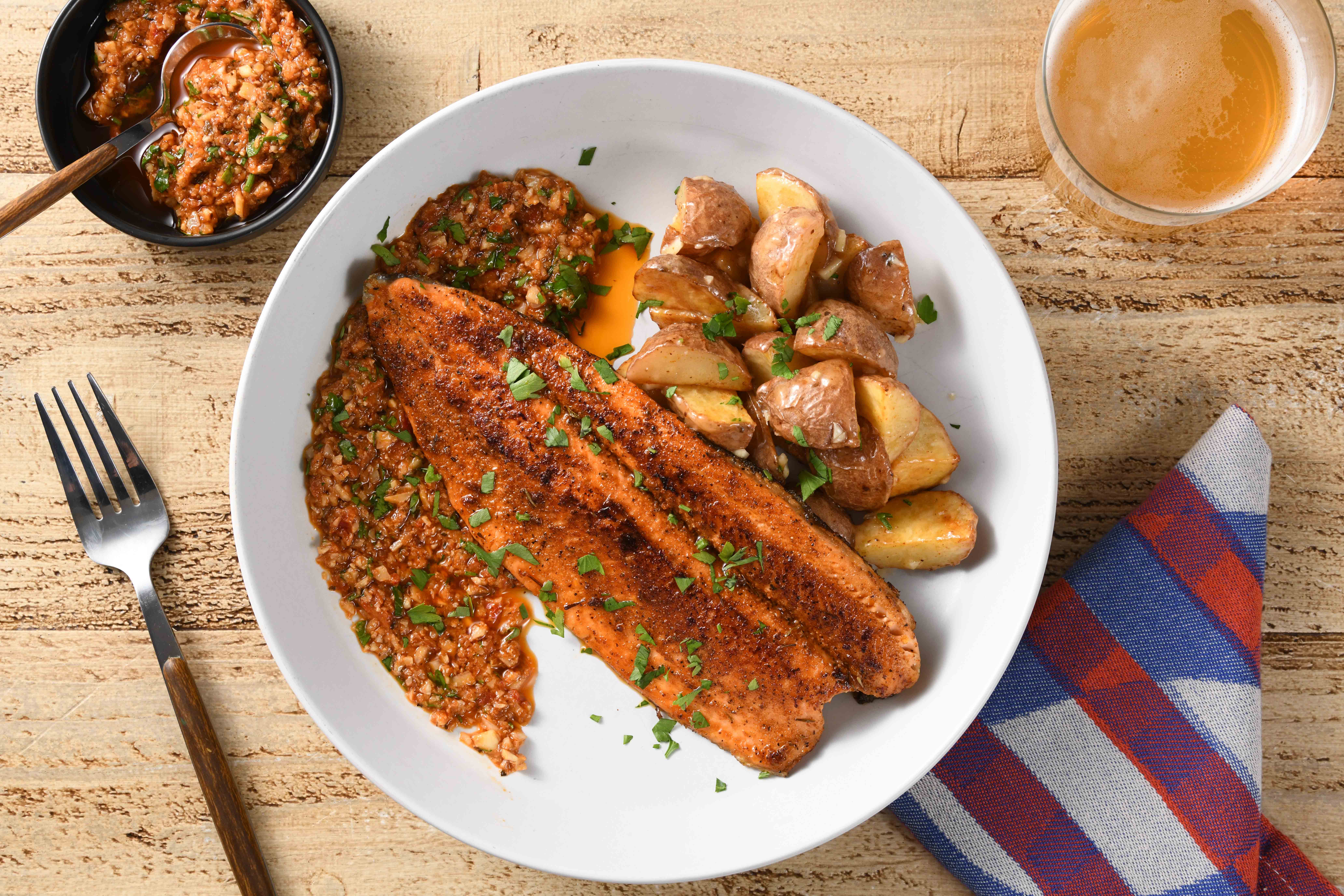Seared Trout with Romesco Sauce Recipe - Home Chef