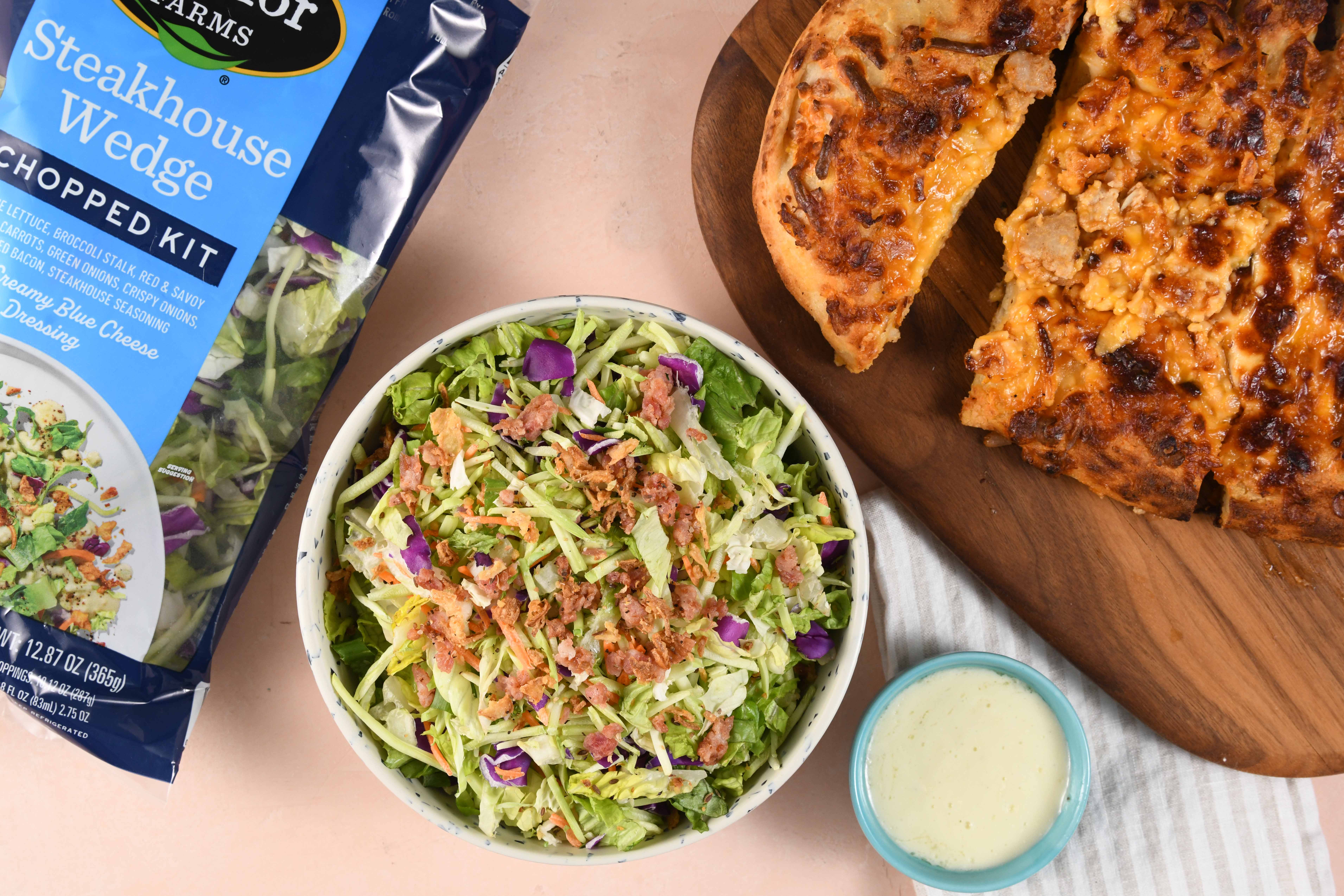 Steakhouse Wedge Chopped Salad and Chicken with BBQ Ranch Sauce Pizza ...