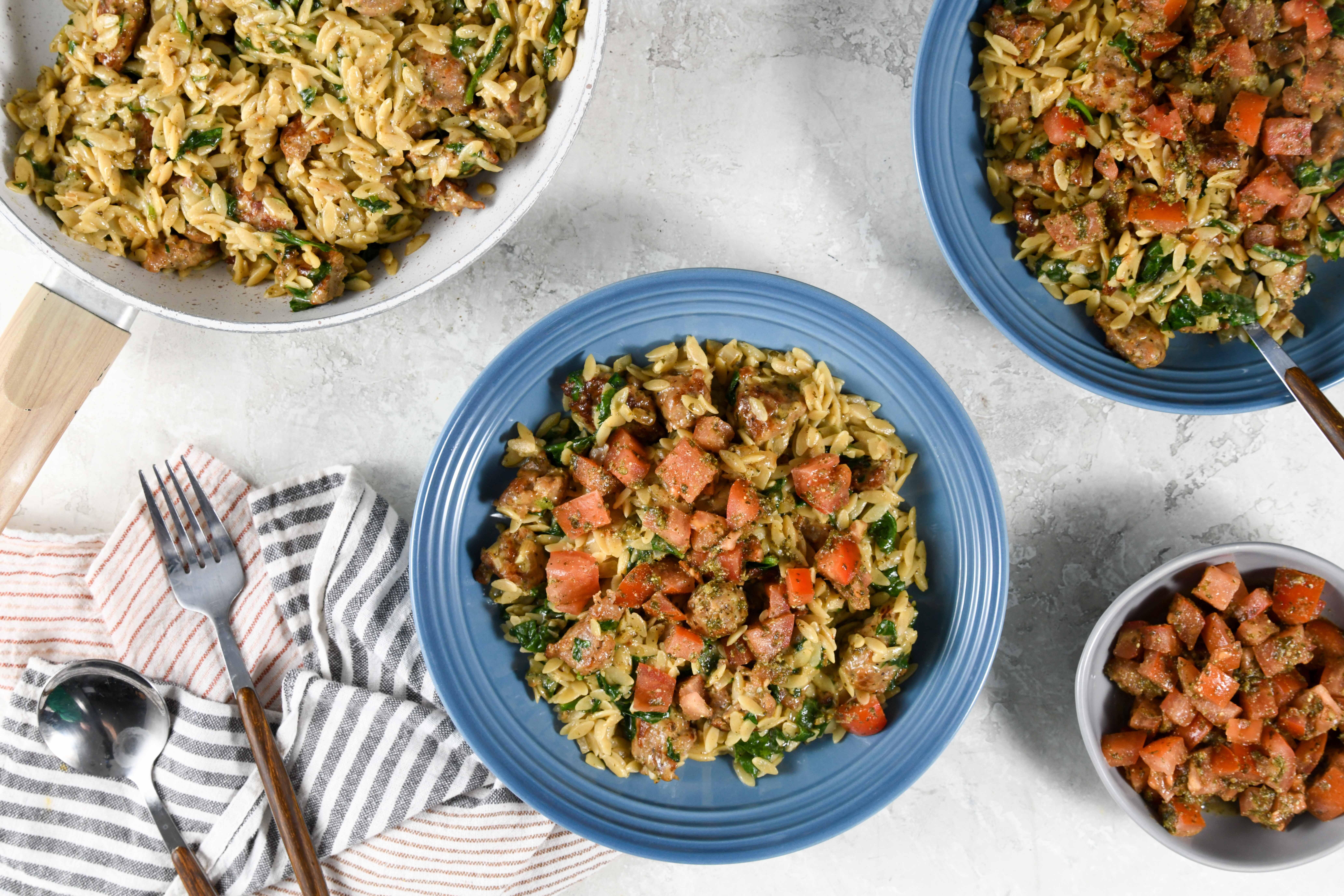 One-Pan Creamy Sausage and Spinach Orzotto Recipe - Home Chef