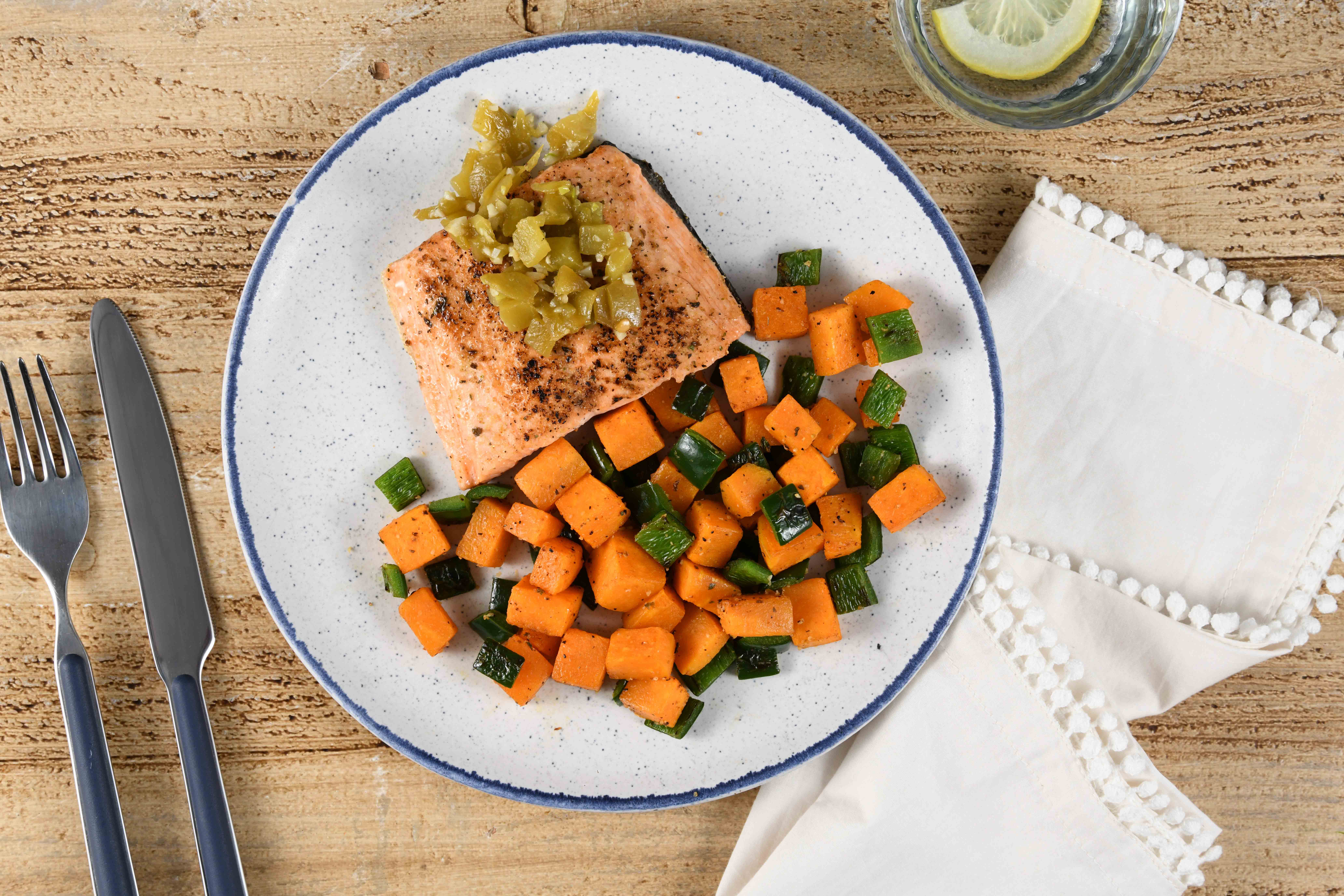 Hatch Green Chile and Garlic Salmon Recipe - Home Chef