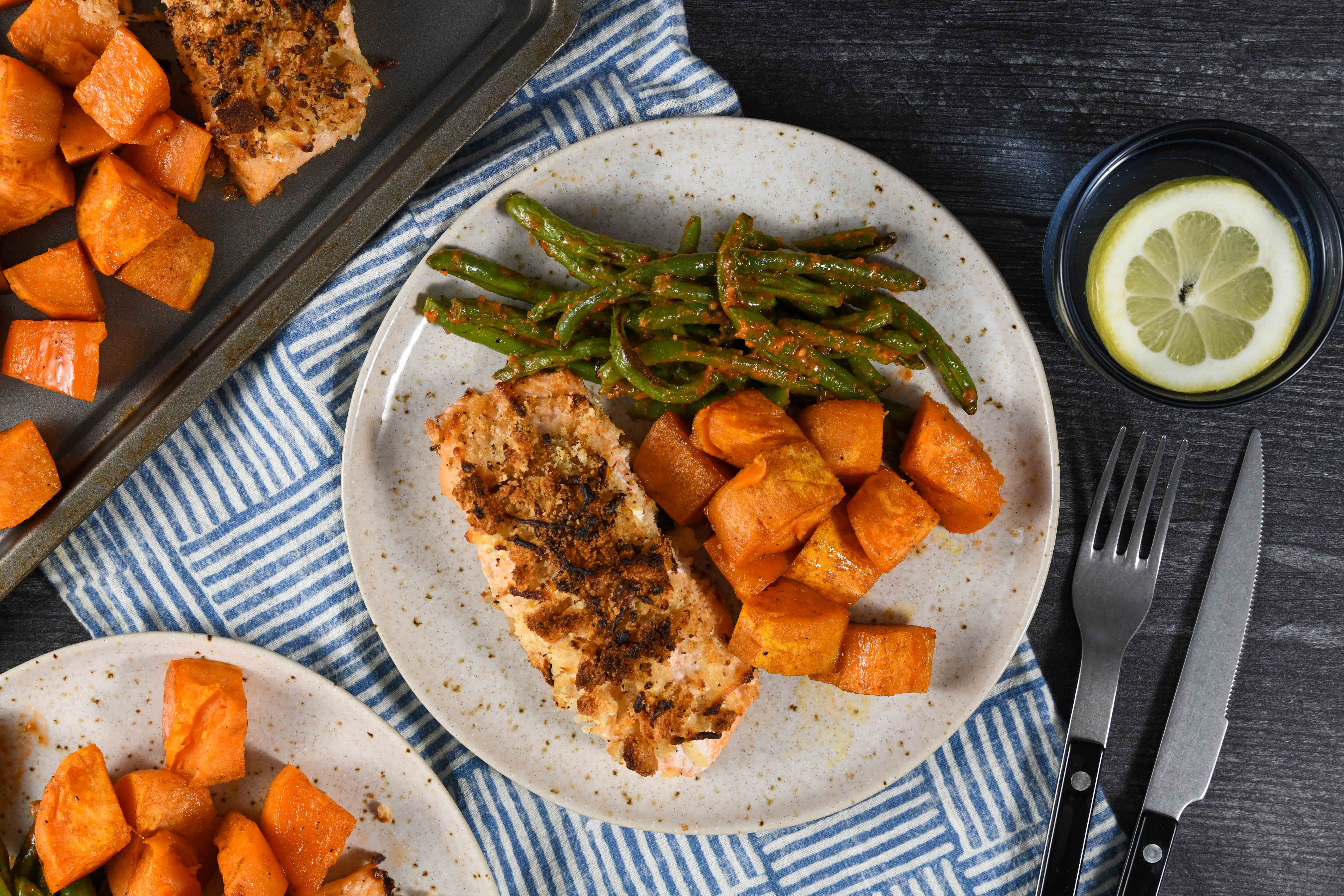 One-Sheet Crunchy Crouton Salmon Recipe - Home Chef