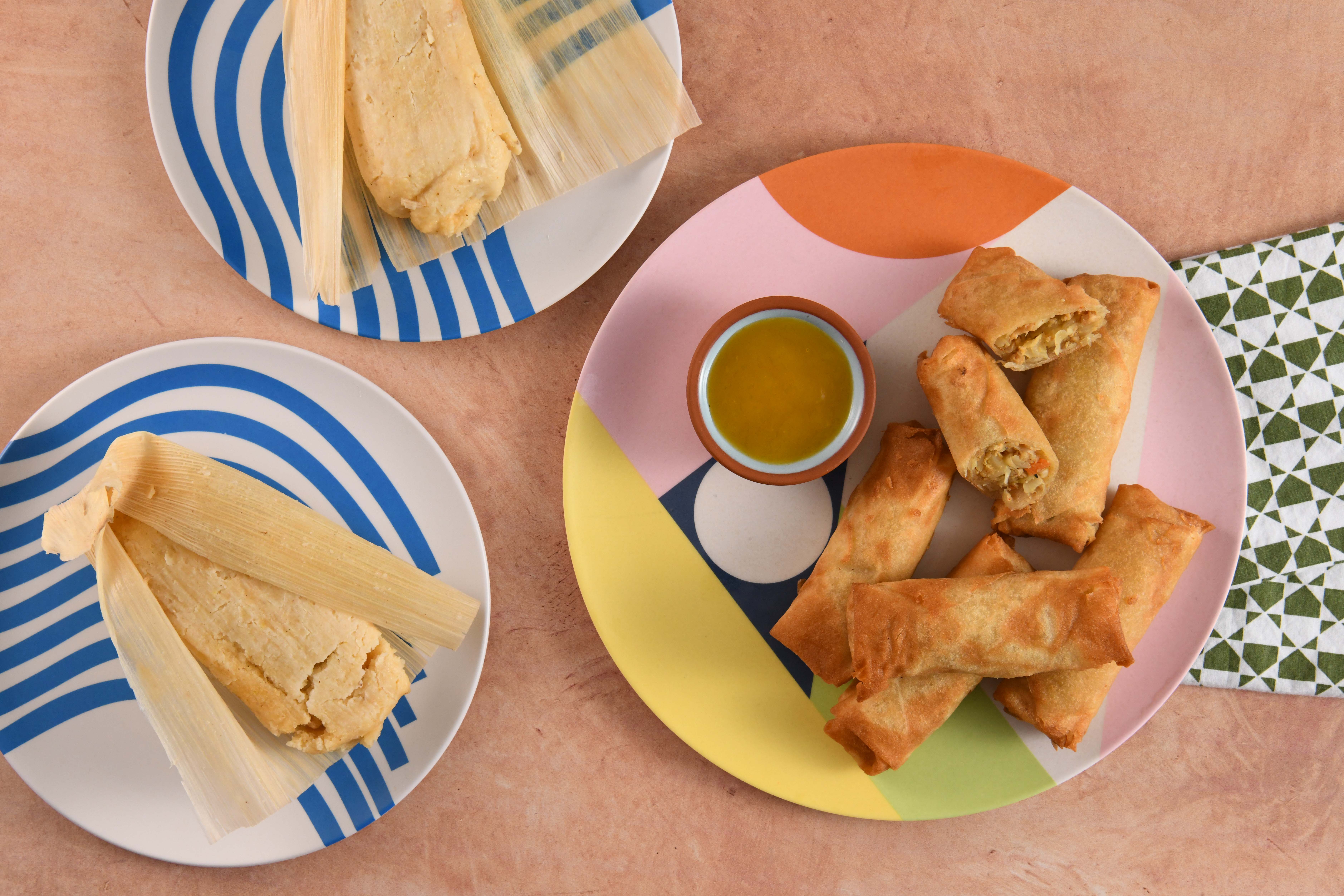 Crispy Vegetable Spring Rolls & Green Chile Chicken Tamales Recipe ...