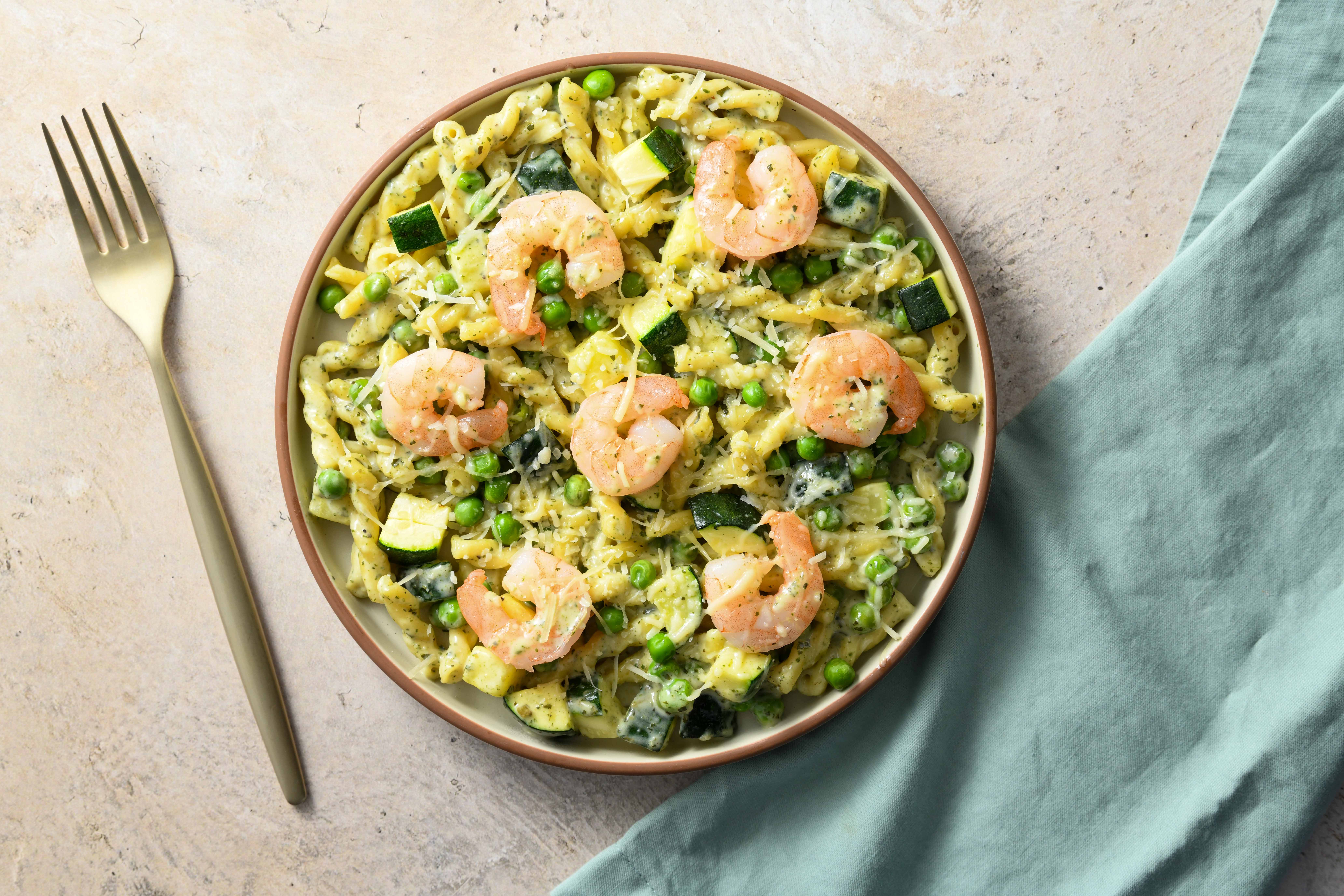 Shrimp and Gemelli Primavera Recipe - Tempo