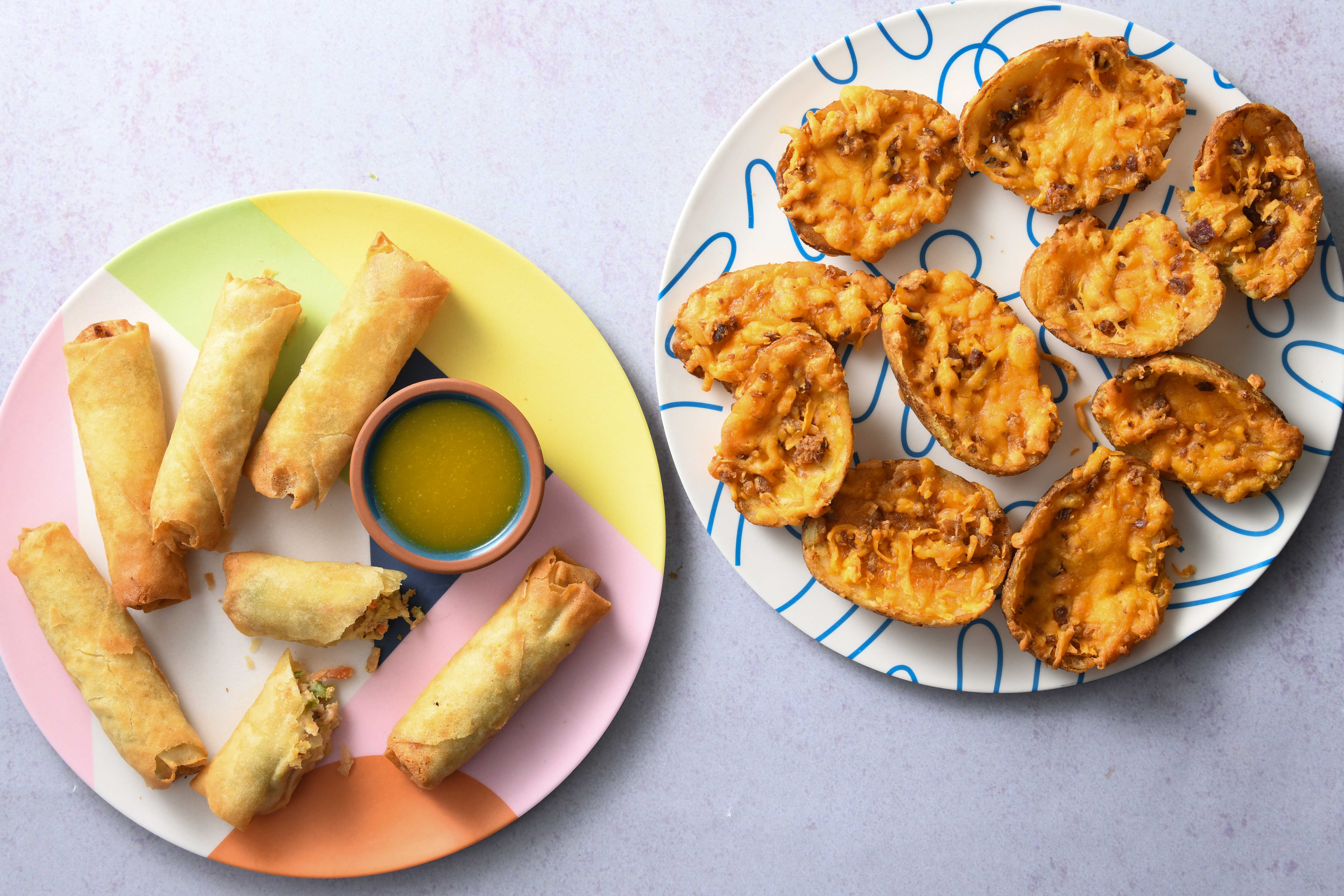 Loaded Potato Skins & Crispy Chicken Spring Rolls Recipe - Tempo