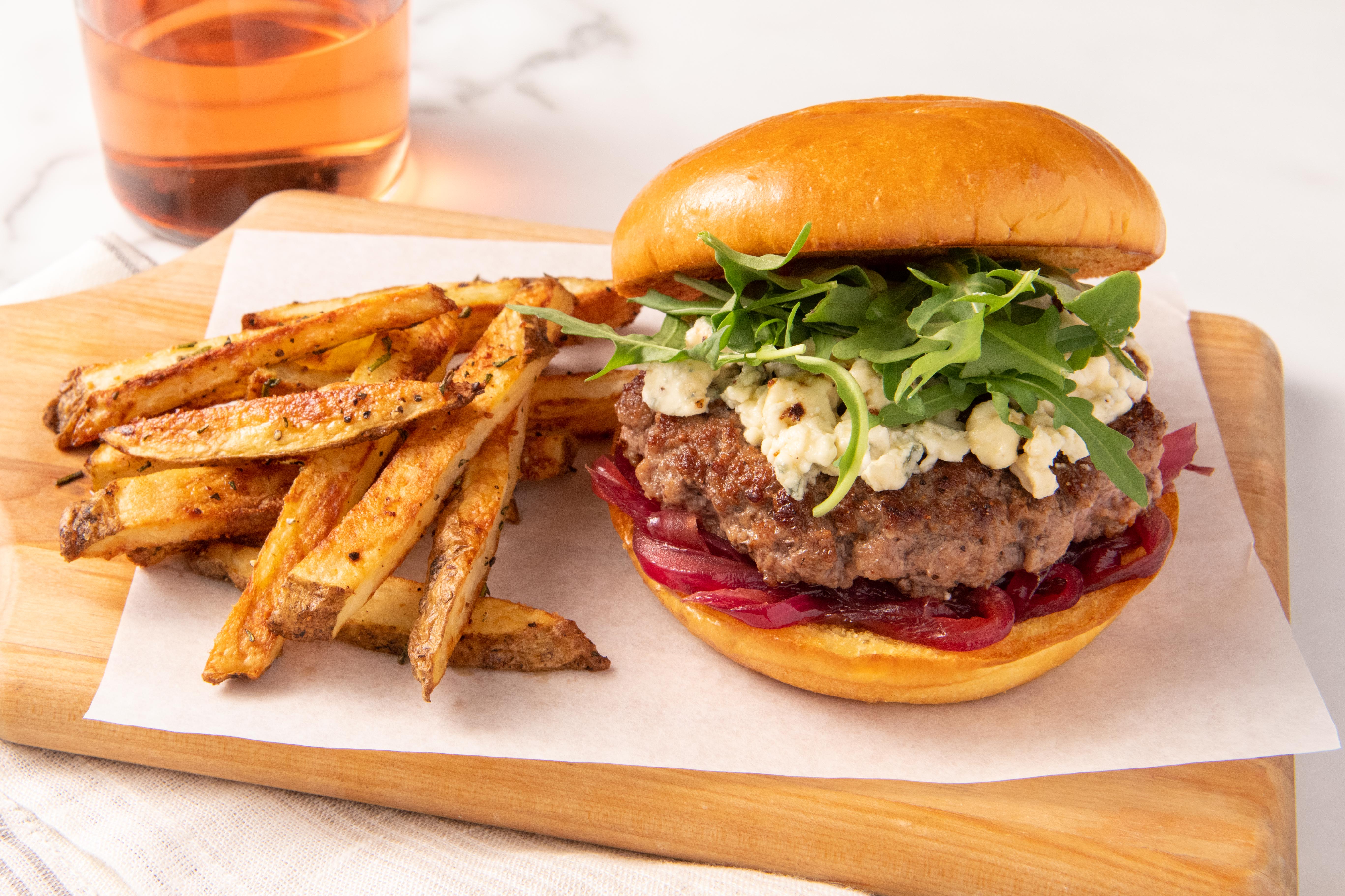 Blue Cheese and Caramelized Onion Beef Burger Recipe - Home Chef
