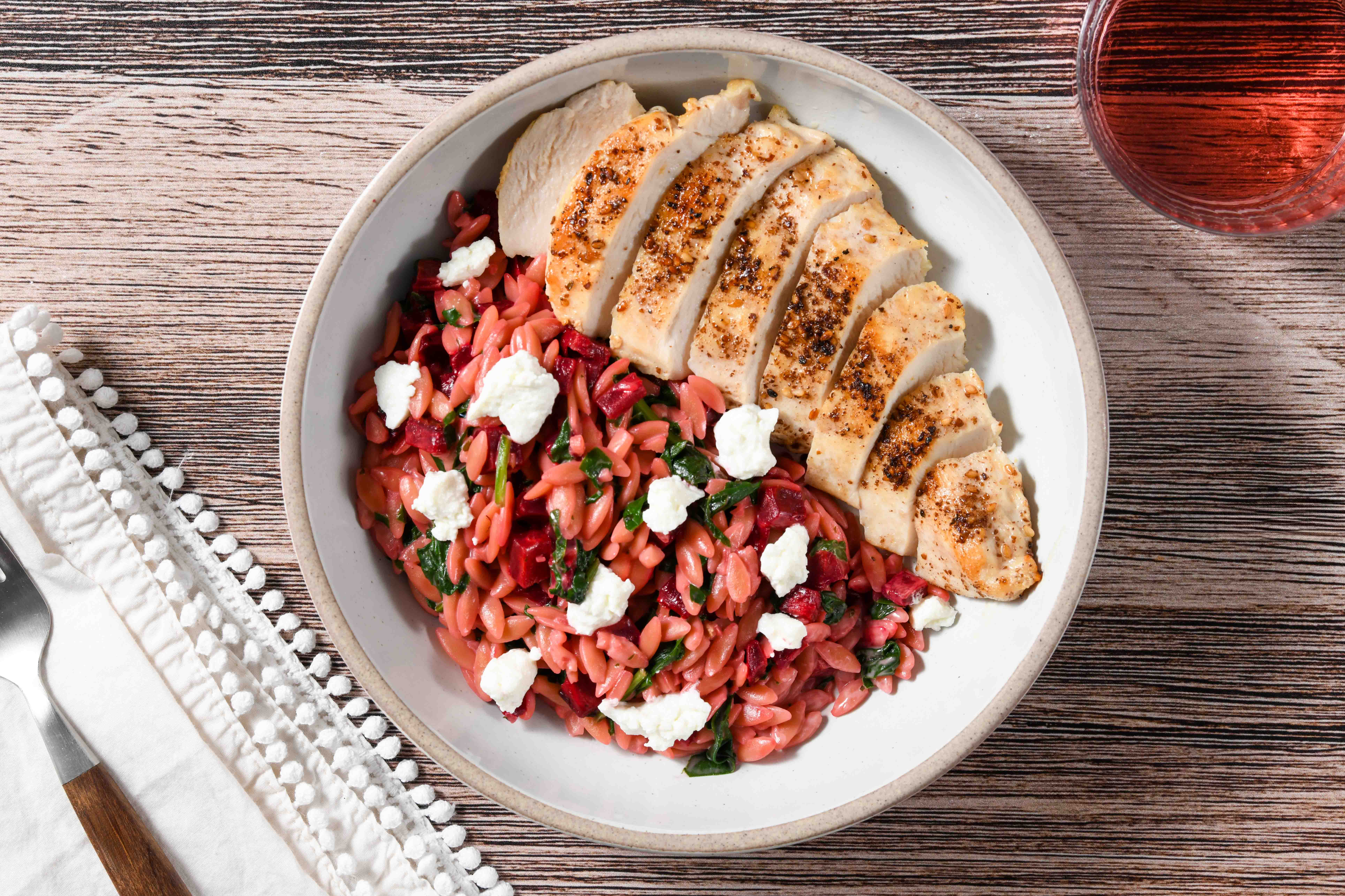 Za'atar Chicken and Beet Orzotto Recipe - Home Chef