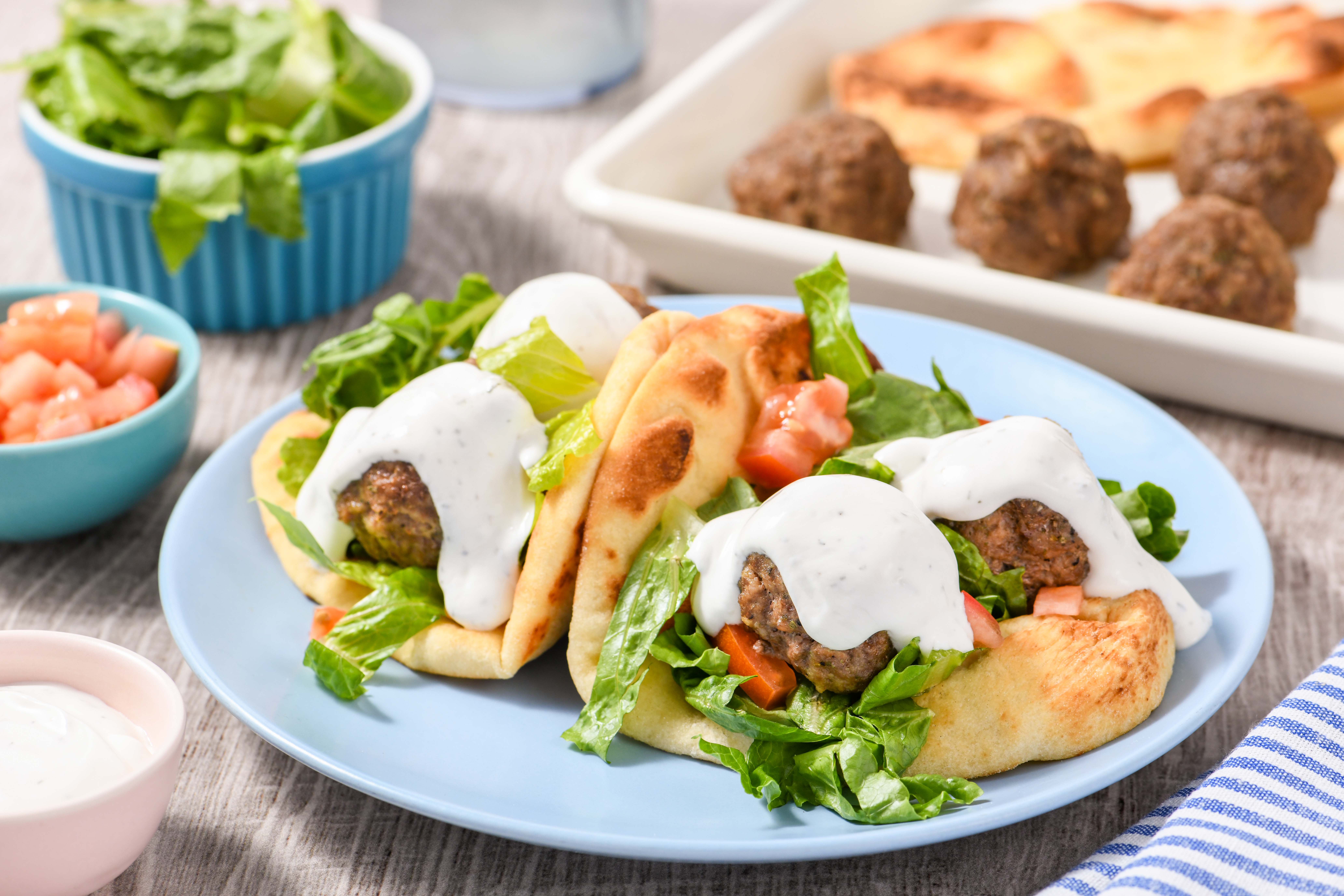 Sheet Pan Beef Meatball Naan Wraps Recipe - Home Chef