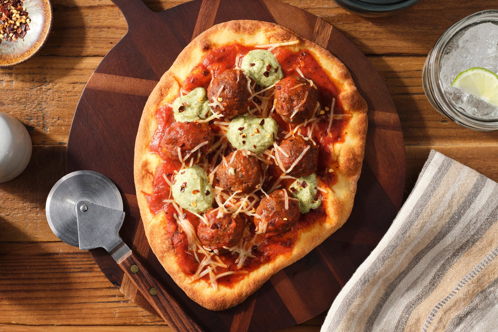 Pesto-Ricotta Beef Meatball Flatbread Recipe - Home Chef