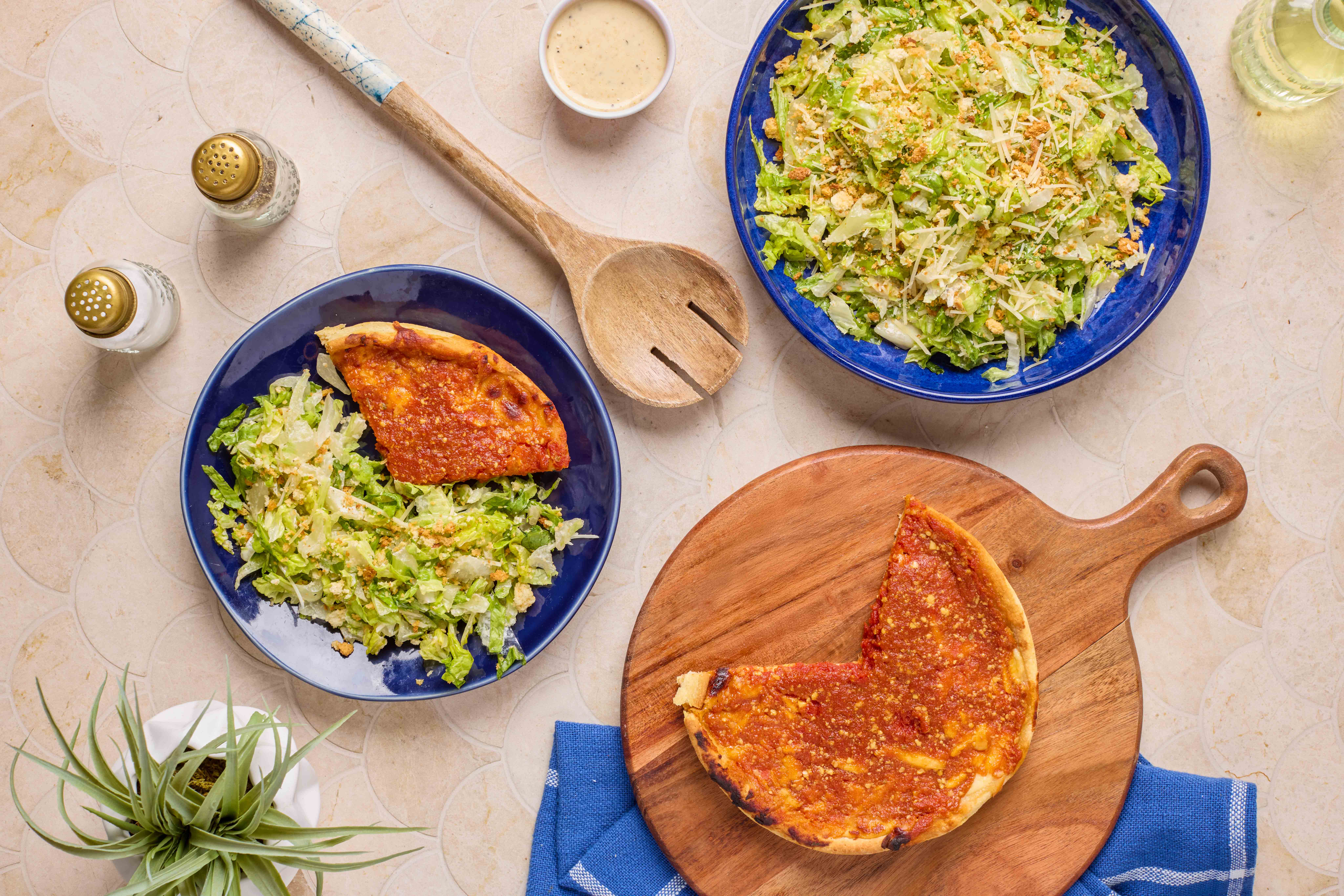 Caesar Chopped Salad & Chicago-Style Deep Dish Cheese Pizza Recipe ...