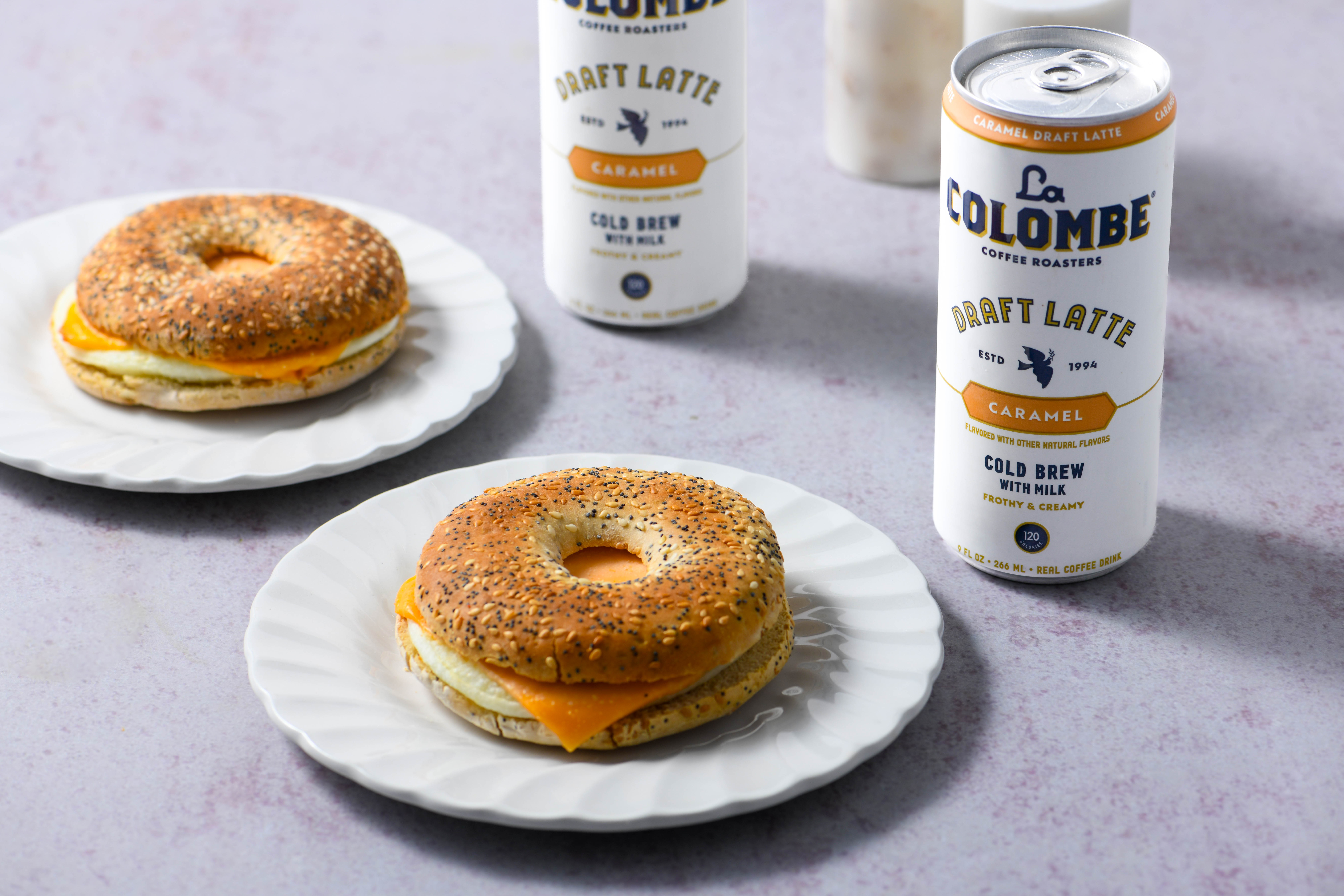 Caramel Latte & Egg White and Cheese Bagel Slim Sandwich Recipe - Tempo