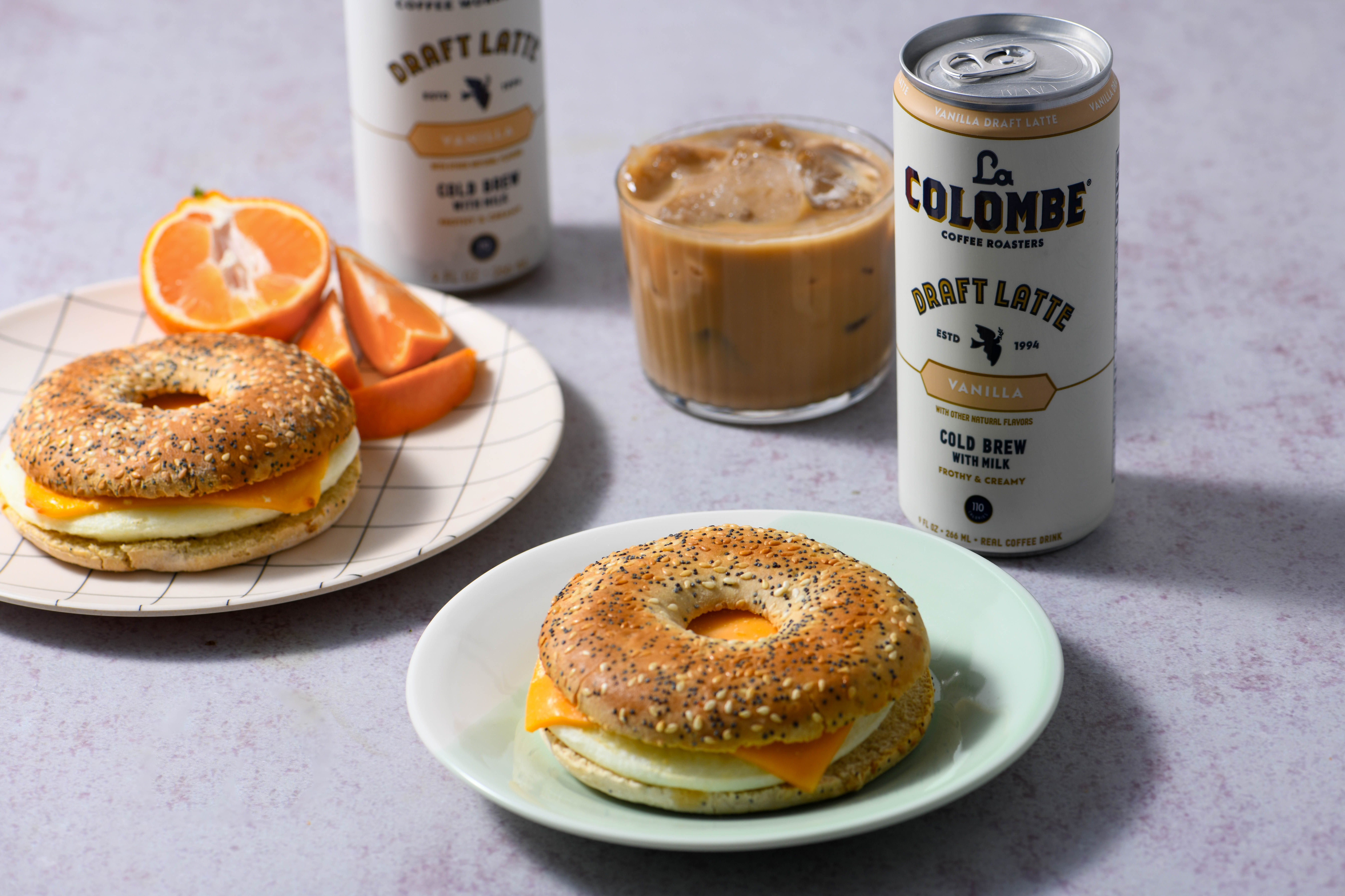 Vanilla Draft Latte & Egg White and Cheese Bagel Slim Sandwich Recipe ...