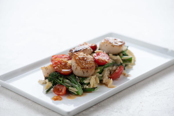 Truffle Scallops with Grape Tomato Salsa and Creamy Orzo Recipe - Home Chef