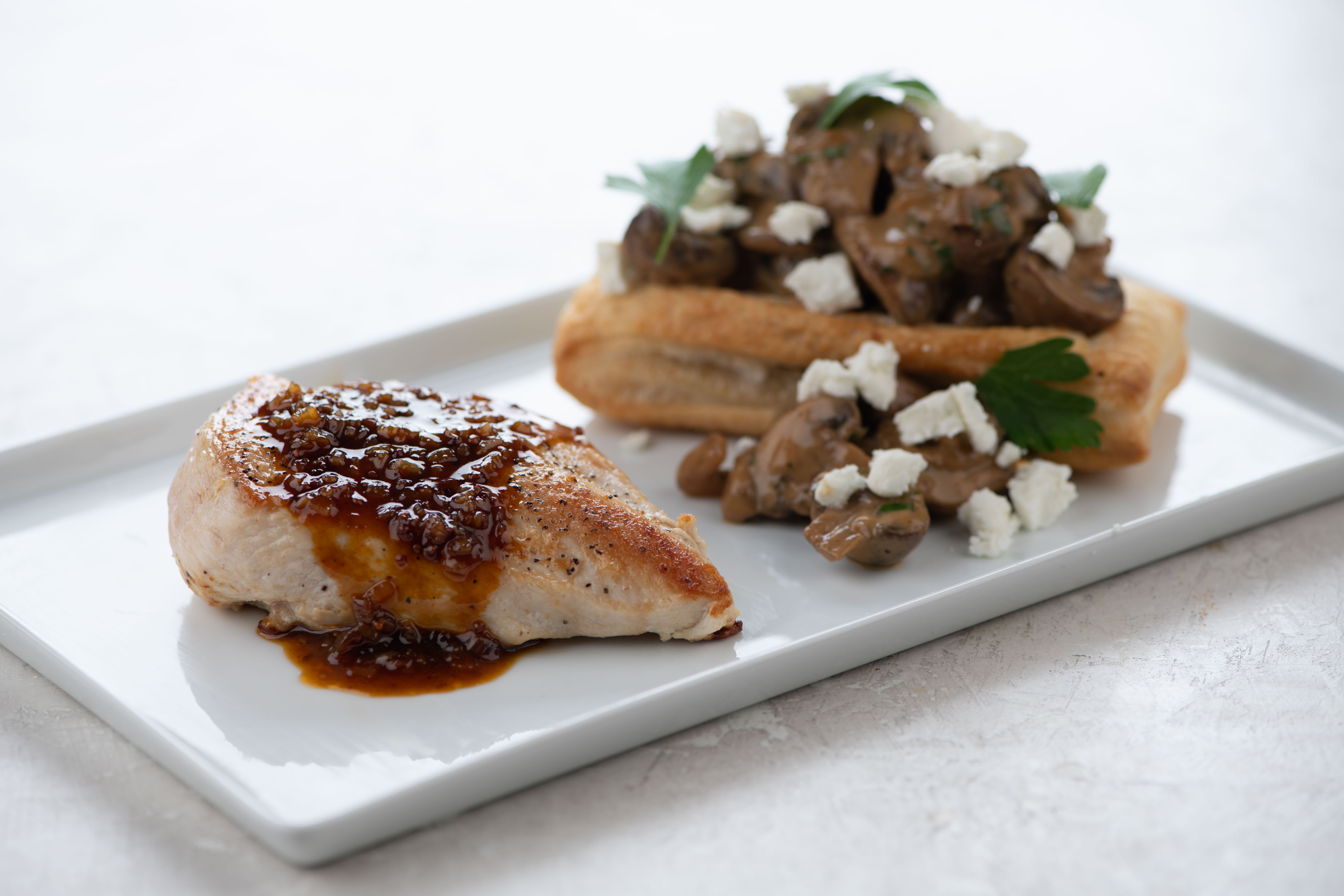 Chicken Breast with Shallot-Mustard Demi and Porcini and Goat Cheese ...