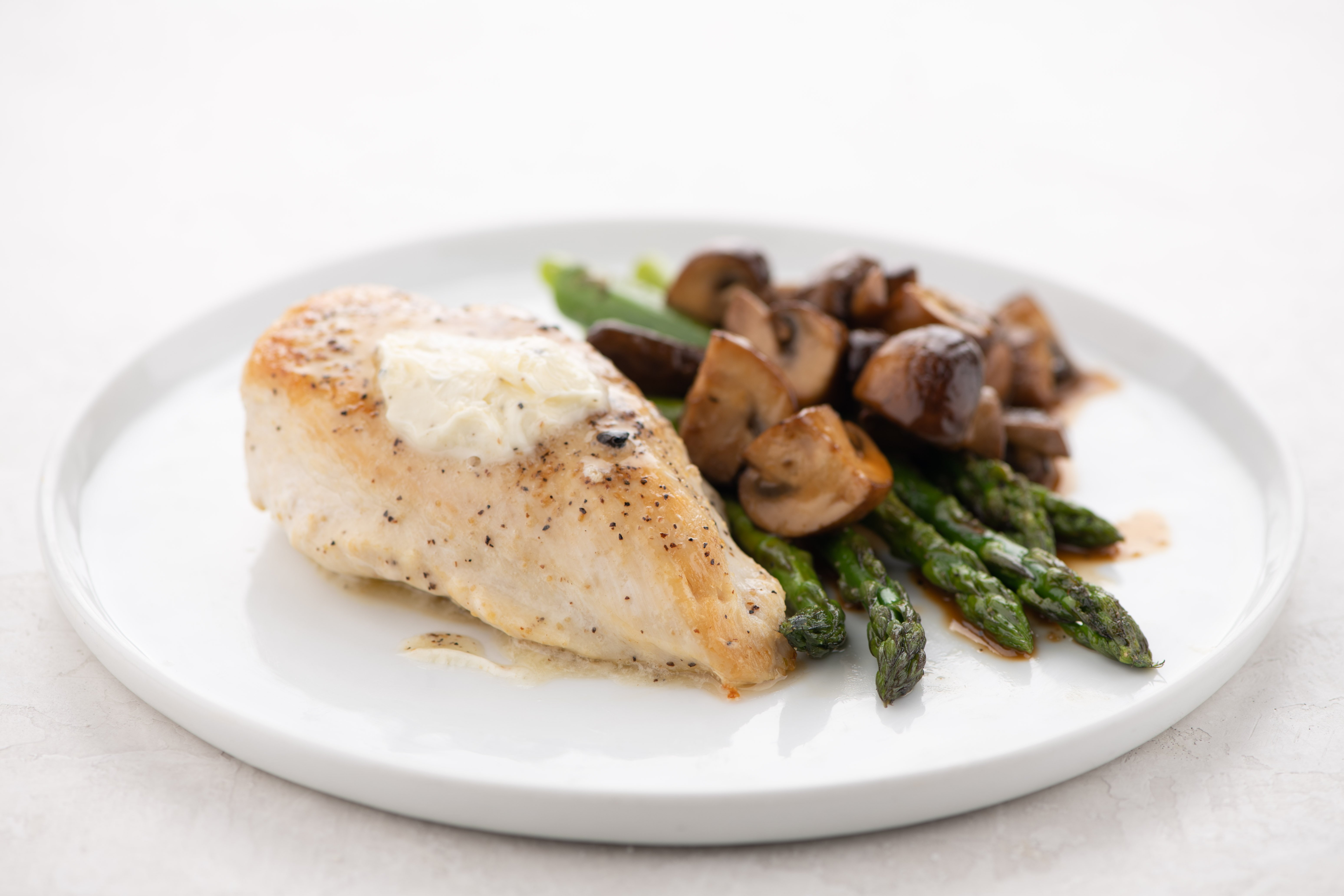 Truffle Butter Chicken Breast with Mushrooms and Asparagus Recipe ...